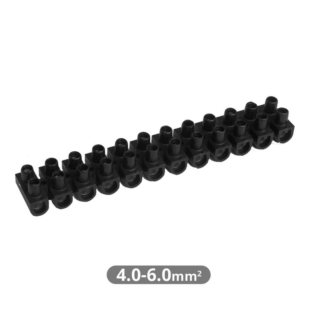 10pcs kit of terminal blocks 6mm2 connection - Black | Garsaco