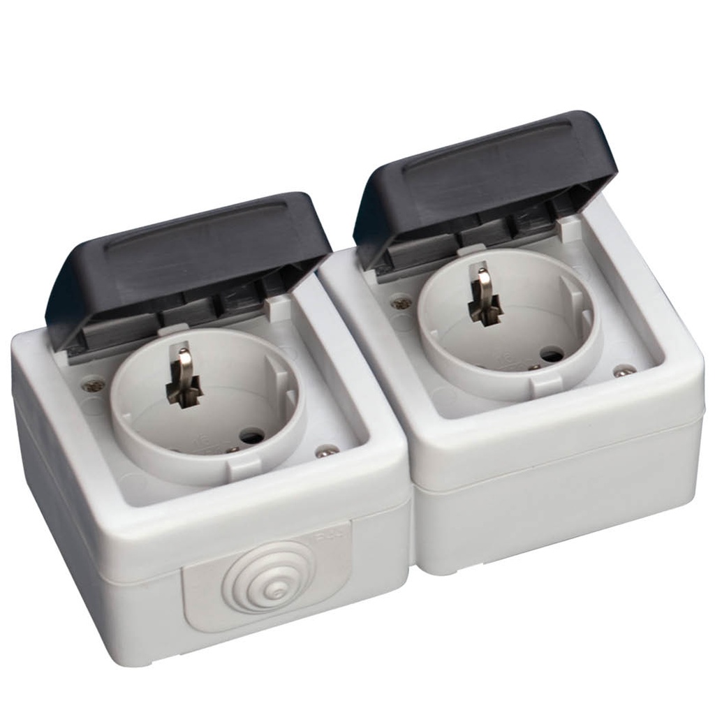 Double sucko waterproof 16A IP44 | Garsaco