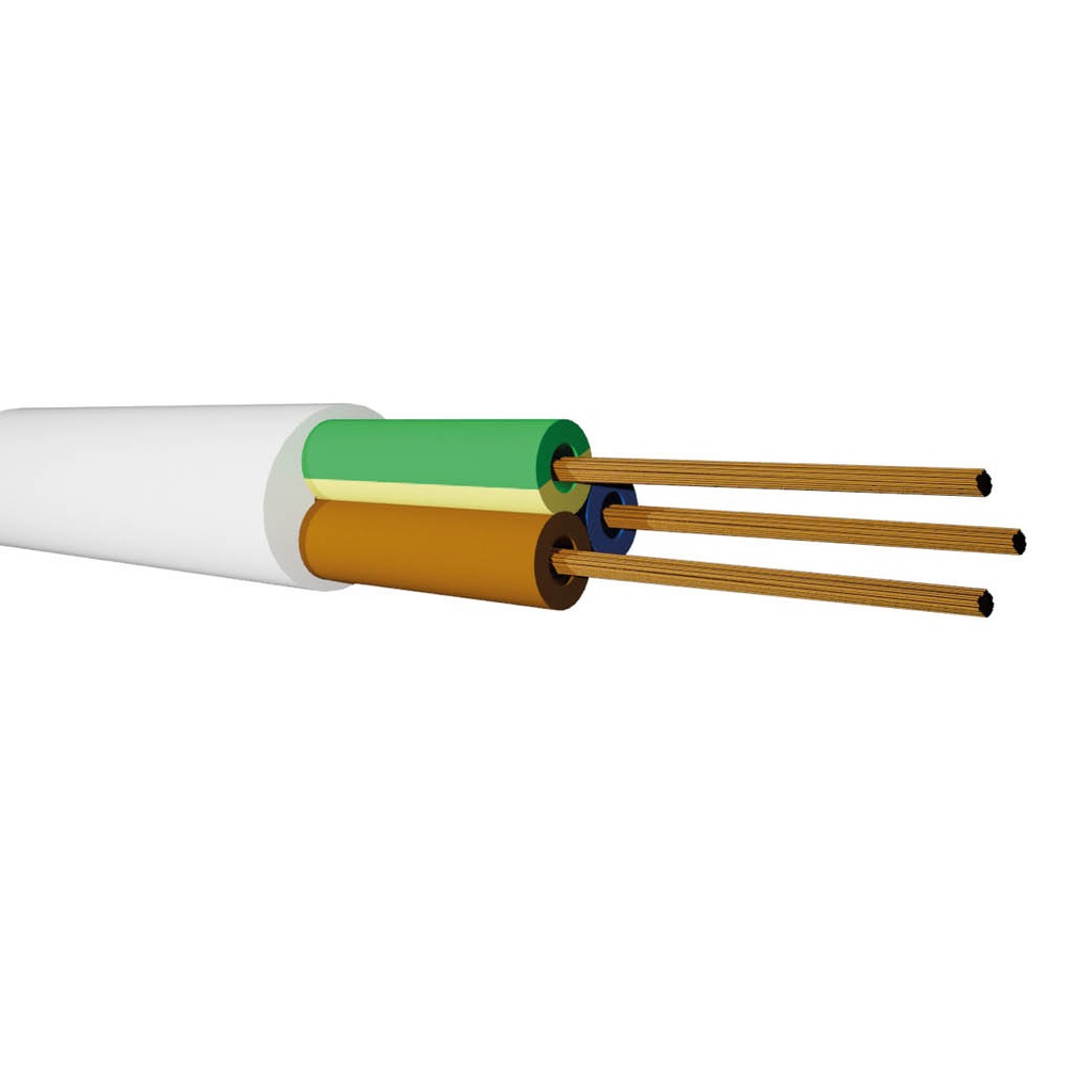 Round Cable 100M Roll(3x1.5mm) White | Garsaco