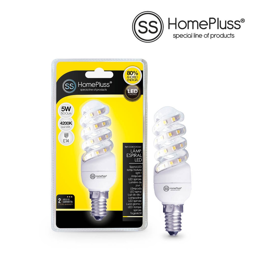 Spiral LED lamp 5W E14 4200K 6pcs/box | Garsaco