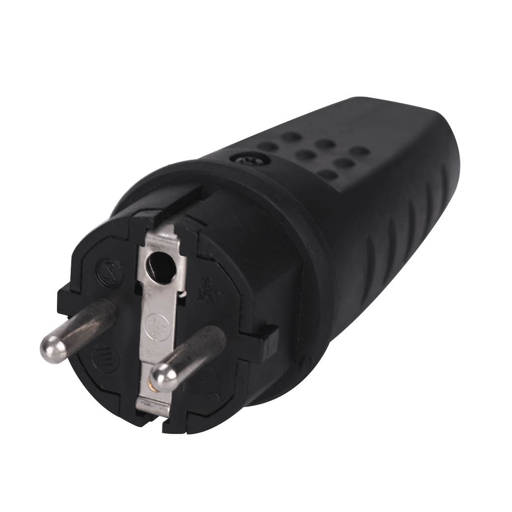 Two pole plug rubber grip waterpoof 4.8mm Black | Garsaco