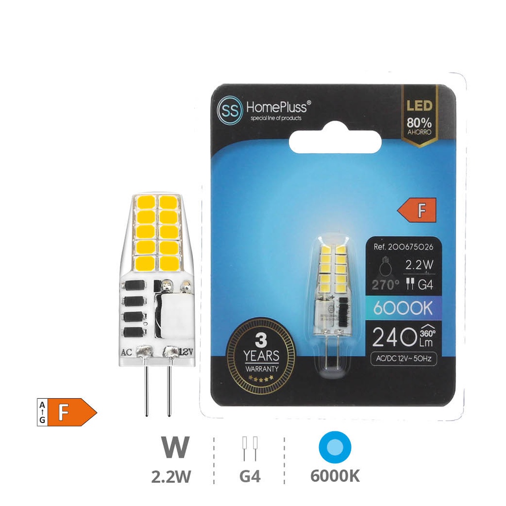 Mini LED bulb 2,2W G4 6000K 12V 12pcs box | Garsaco