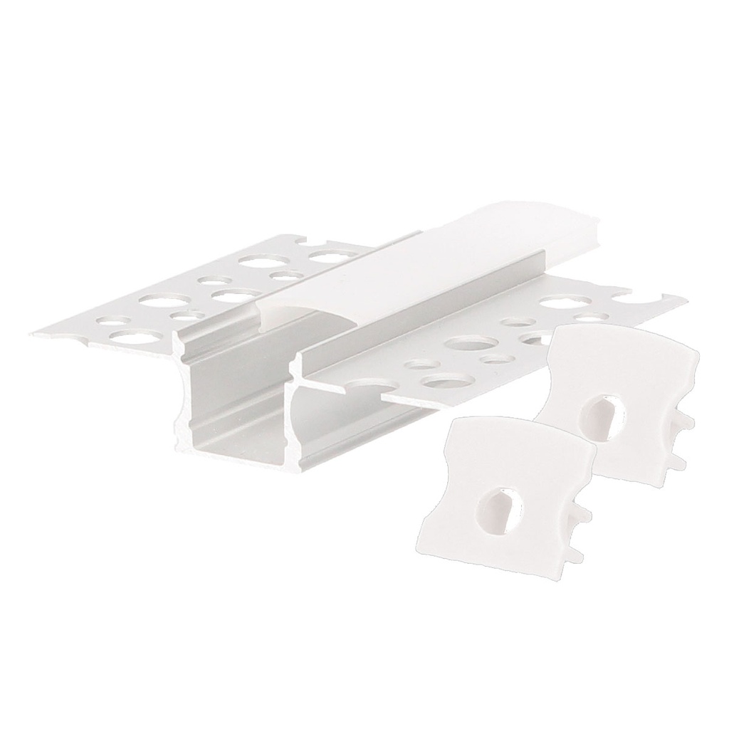 Kit 2M plasterboard recessed aluminum profile for LED strips up to 18mm | Garsaco